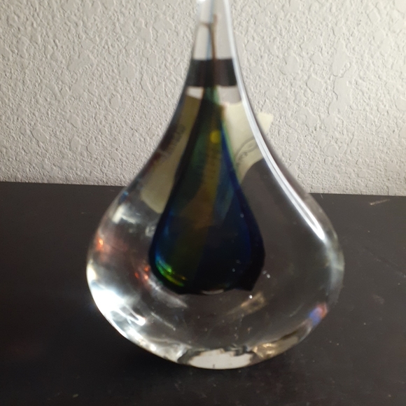 Art | Signed Marian Pyrcak Mp Poland 6 Sommerso Teardrop Paperweight ...